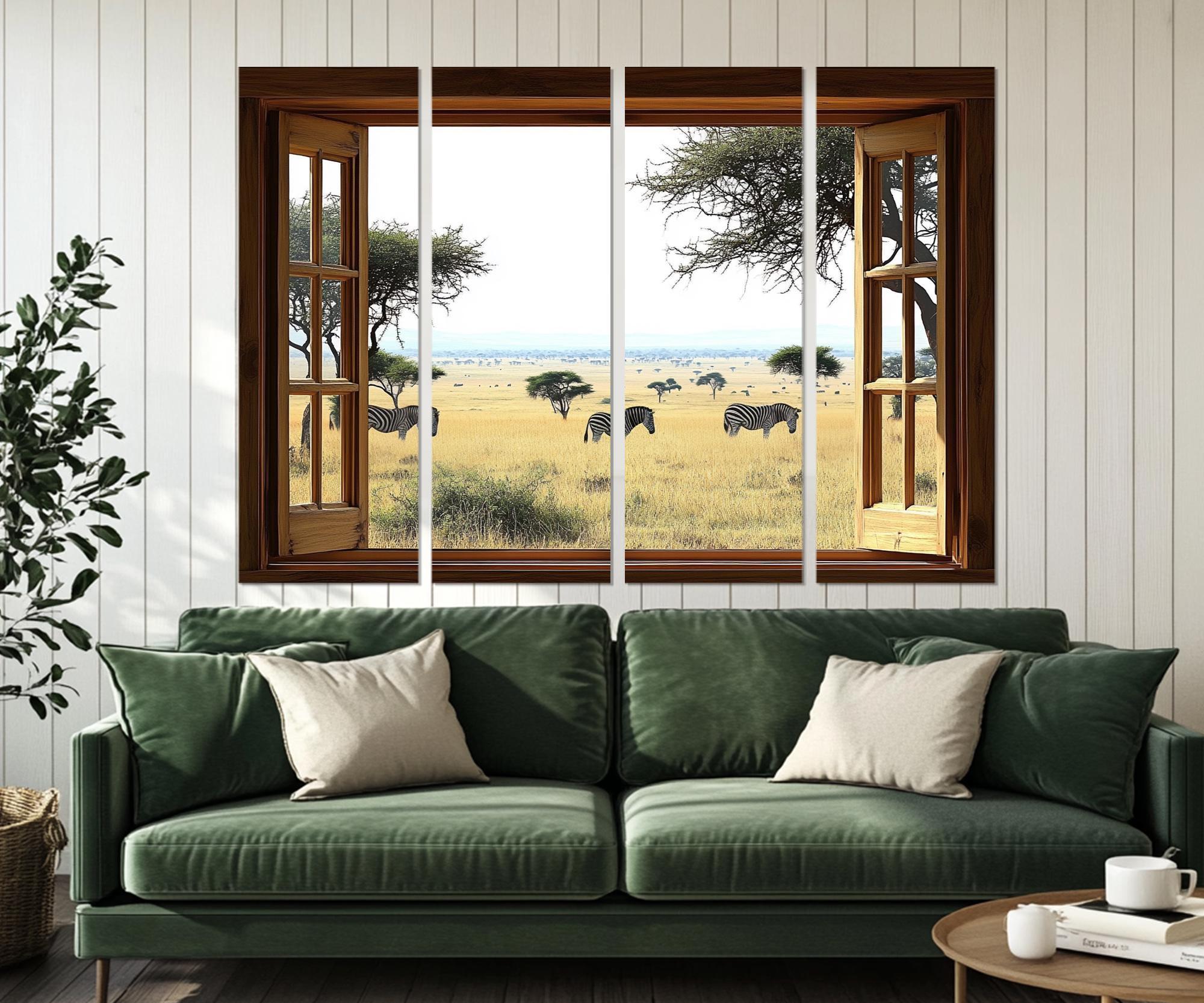 Open Window With Serengeti Plains Canvas Print, Mara and Arusha Wall ...
