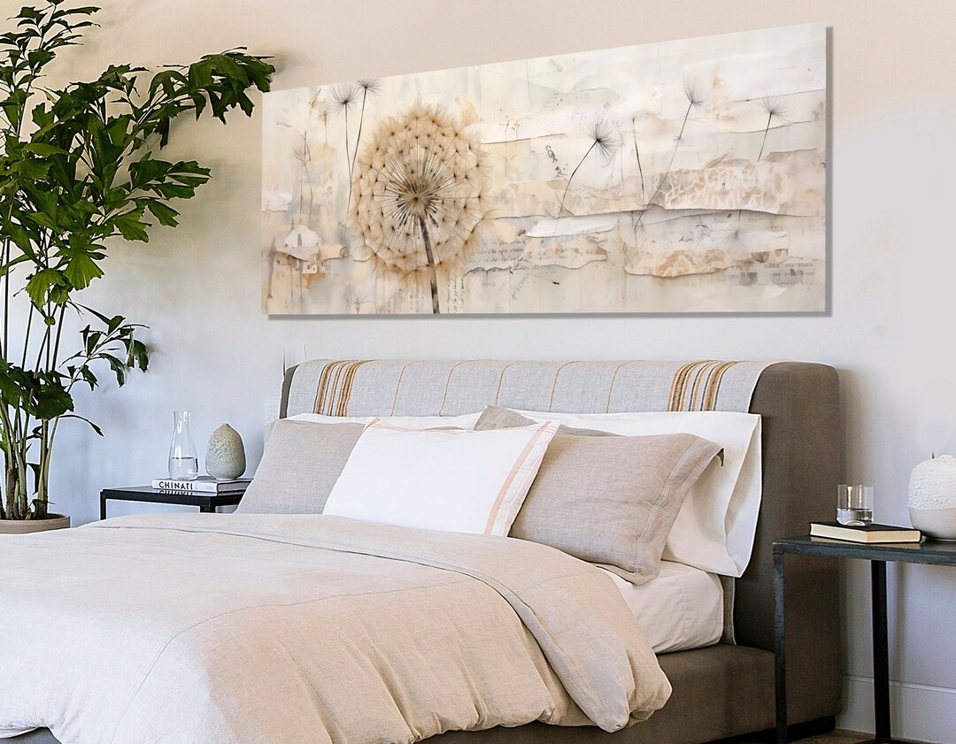 Abstract Dandelion Painting Canvas Print, Floral Wall Art, Large Floral ...