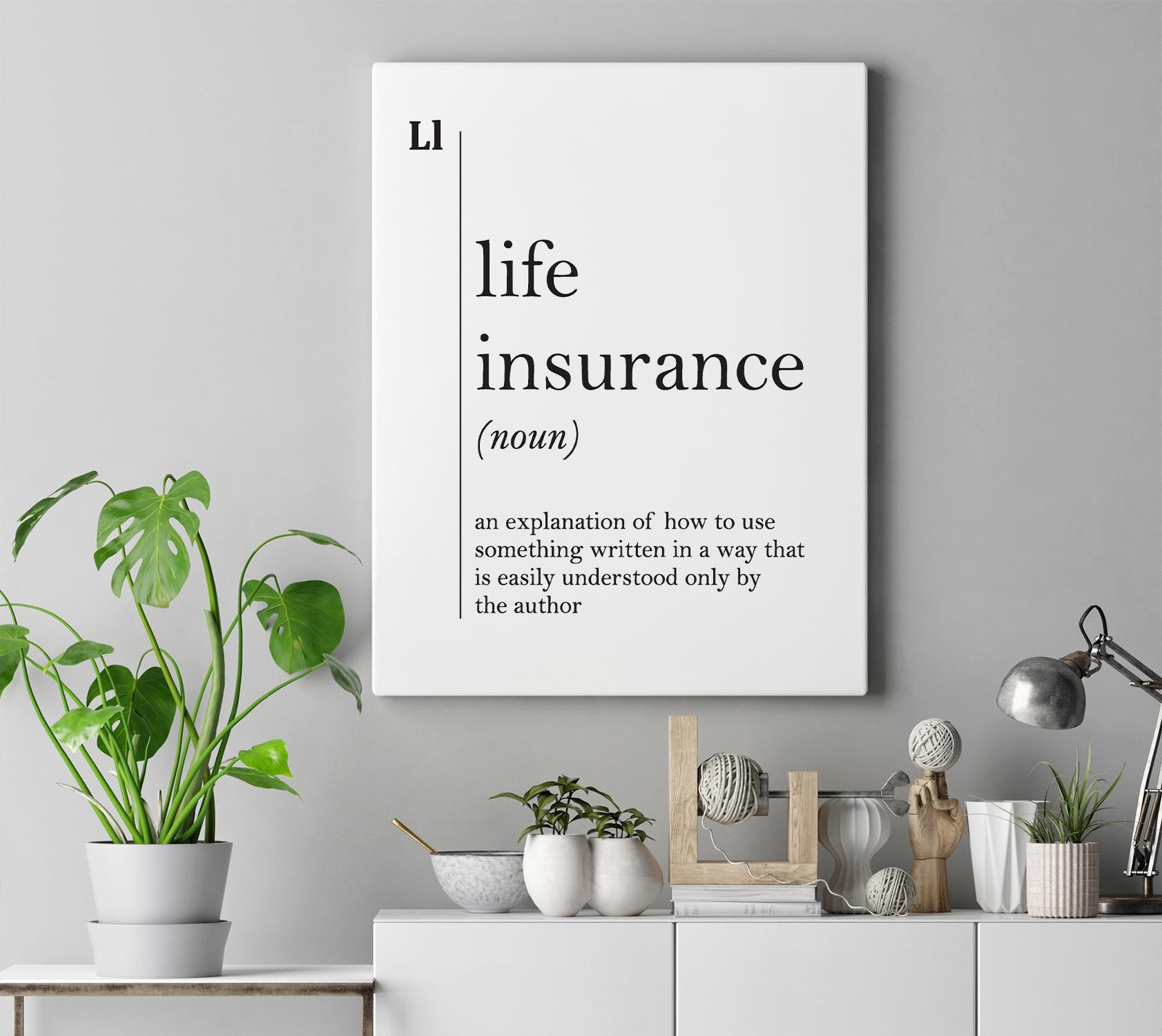 Life Insurance Definition Canvas Print Insurance Agent Gift | Etsy