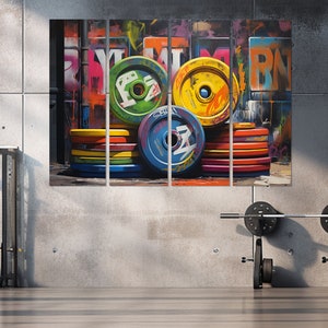 Gym Wall Decor, Workout Canvas Art, Fitness Industrial Style Painting ...