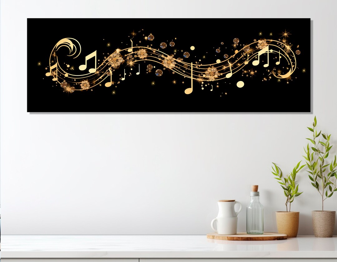 Large Music Wall Art, Abstract Notes Canvas Print, Musician Gift ...