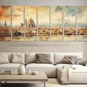 Vintage Florence Painting Canvas Print, Florence Skyline, Abstract ...