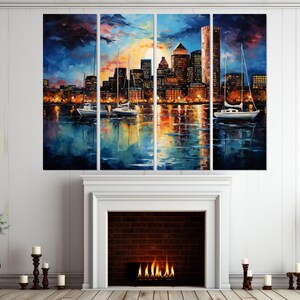 Abstract Boston Painting Canvas Print, Boston Wall Art, Boston Wall ...