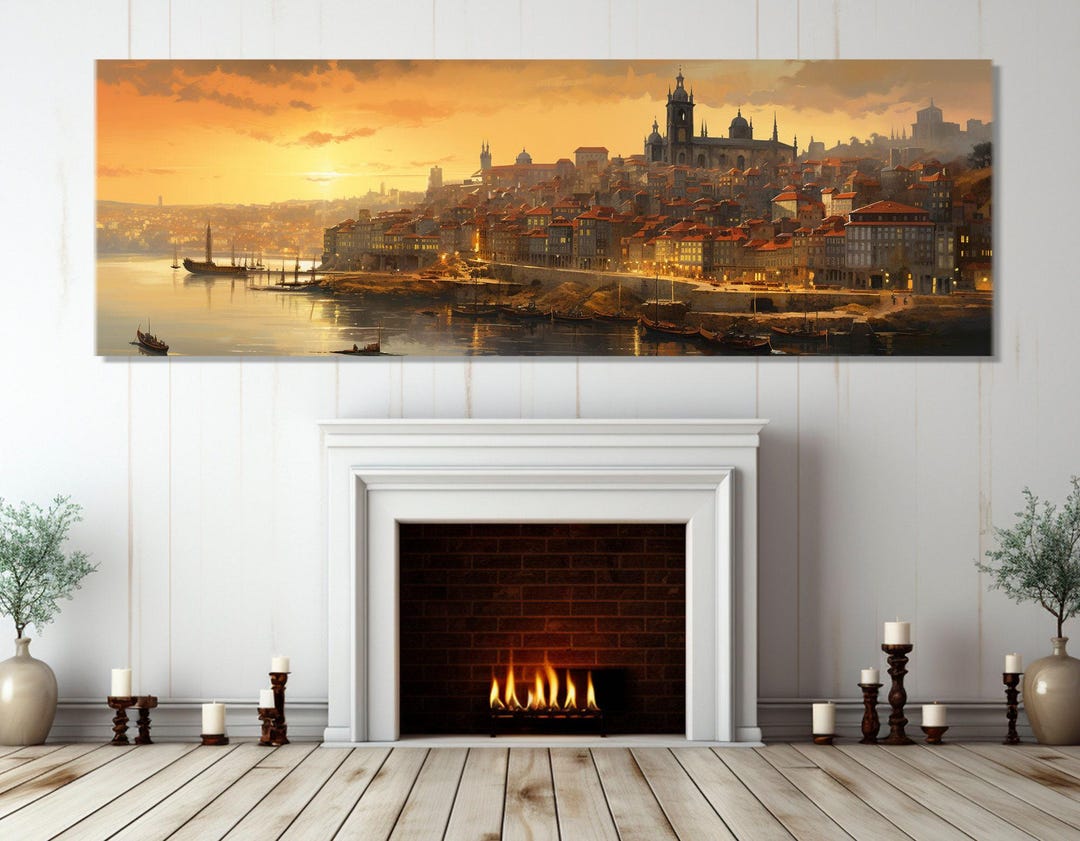 Vintage Porto Painting Canvas Print, Vintage Portugal Painting, Porto ...