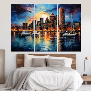 Abstract Boston Painting Canvas Print, Boston Wall Art, Boston Wall ...