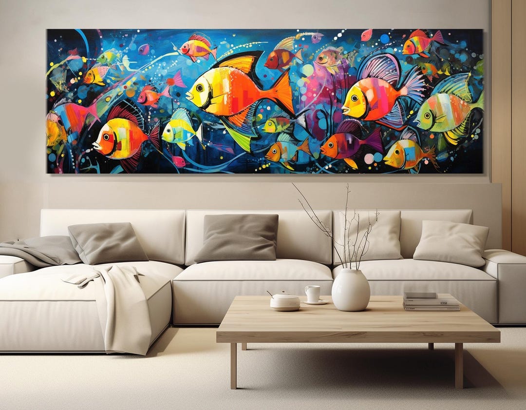 Colorful Fish Painting Canvas Print, Abstract Underwater Canvas Print ...