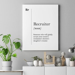 Recruiter Definition Canvas Print Recruiter Gift Human Resources Gift ...