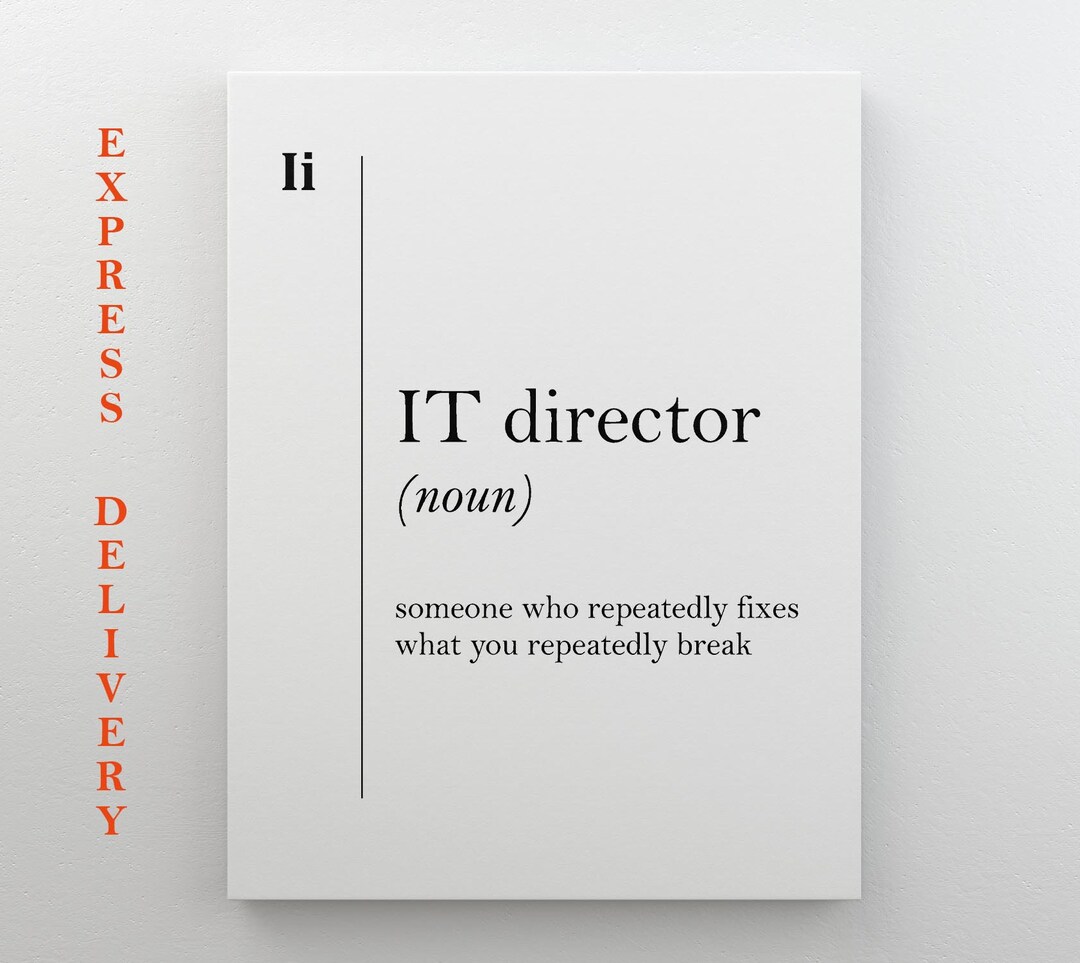 IT Director Canvas Print Definition IT Office Wall Decor Gift Coworker ...
