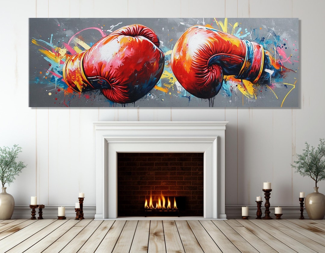 Abstract Boxing Gloves Painting Canvas Print, Boxing Wall Art, Boxing ...
