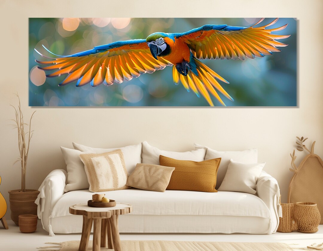 Large Macaw Parrot Canvas Print, Parrots Wall Art, Parrot Canvas Art ...