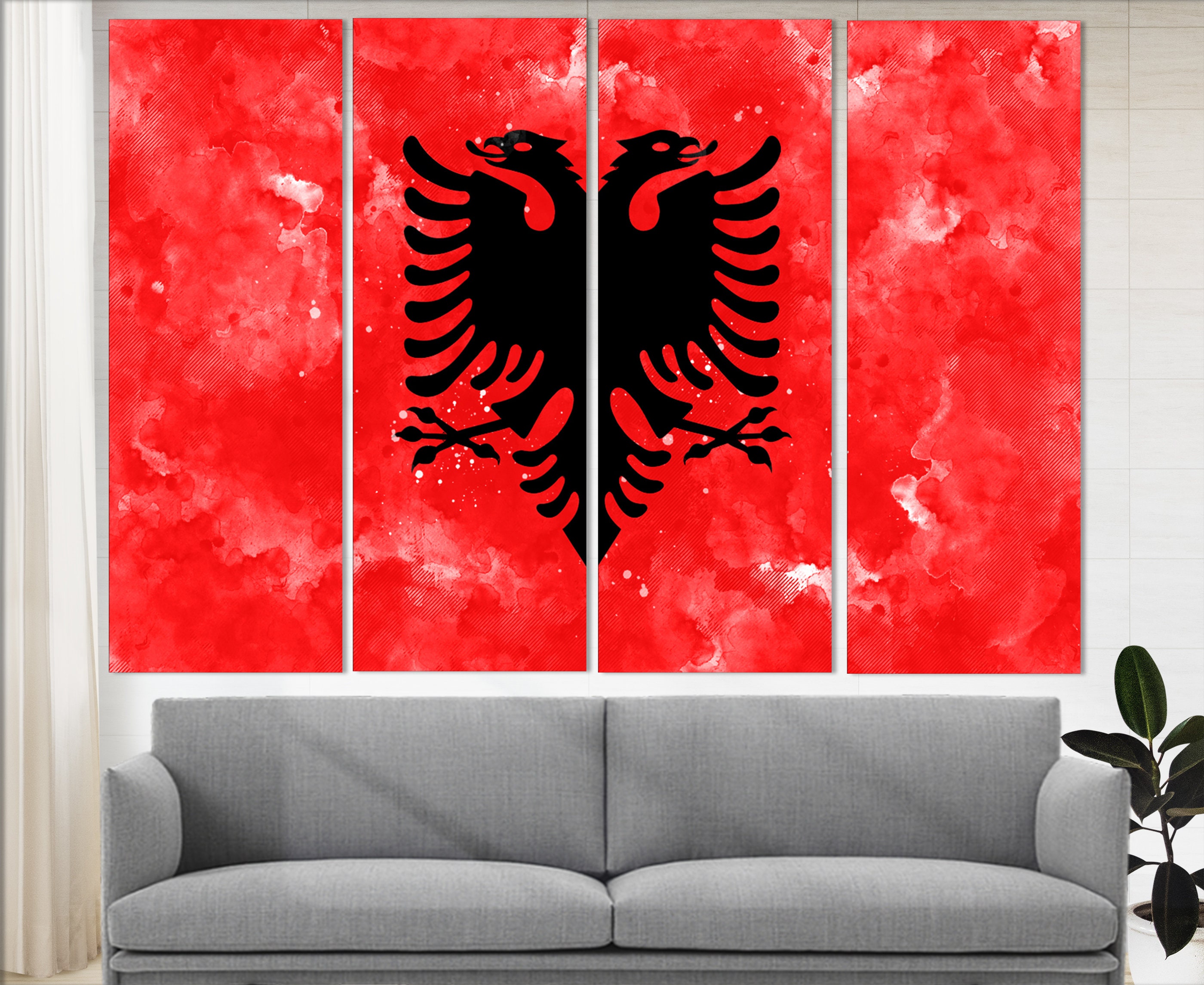 Albania Flag Canvas Print Albania Wall Art Flag of Albania | Etsy