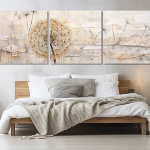 Abstract Dandelion Painting Canvas Print, Floral Wall Art, Large Floral ...