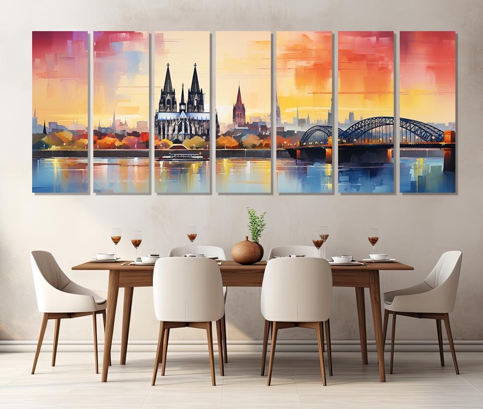 Abstract Cologne Panoramic Canvas Print, Cologne Wall Art, Cologne ...