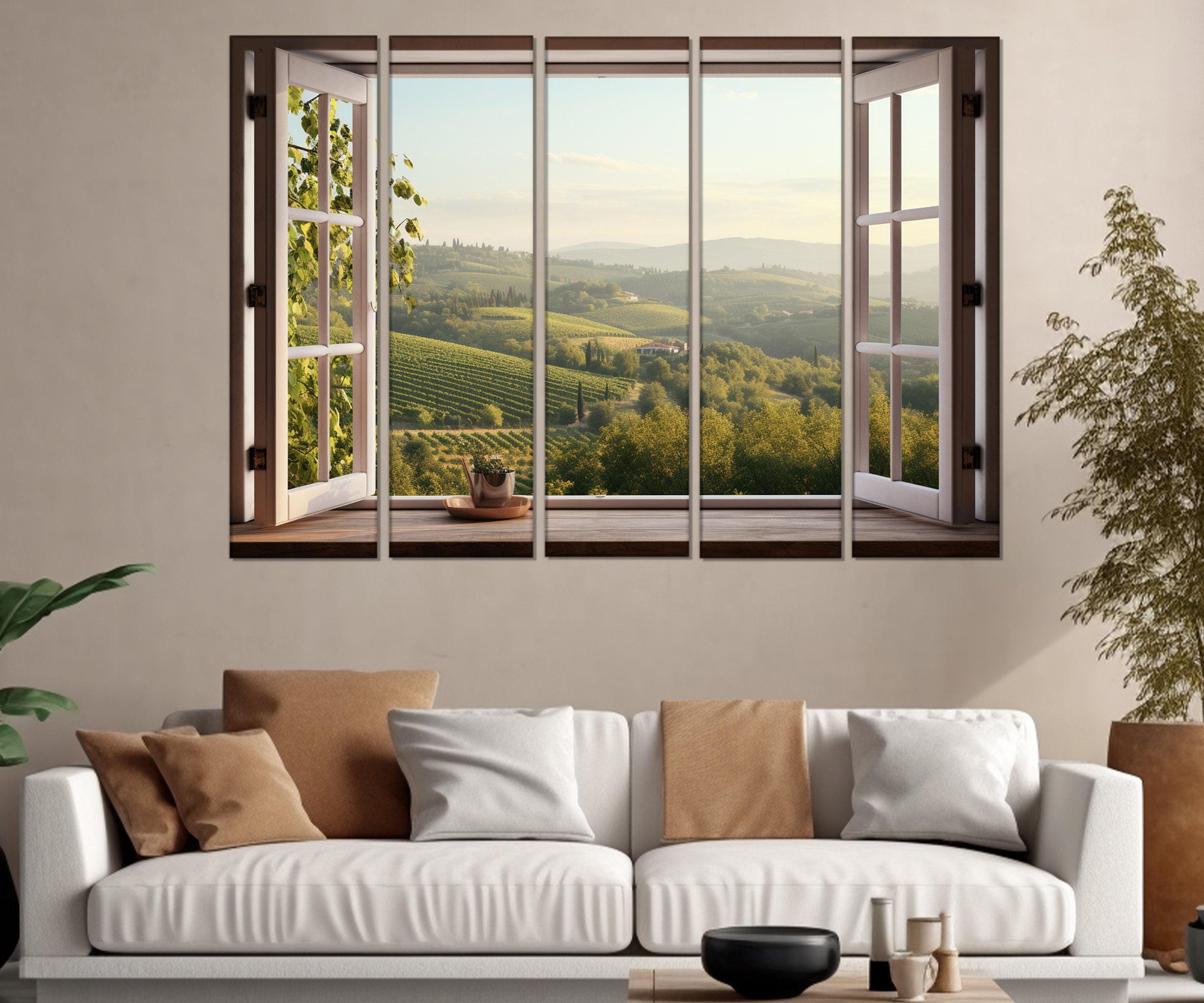 Open Window With Tuscany View Canvas Print, Tuscany Painting, Mountains ...