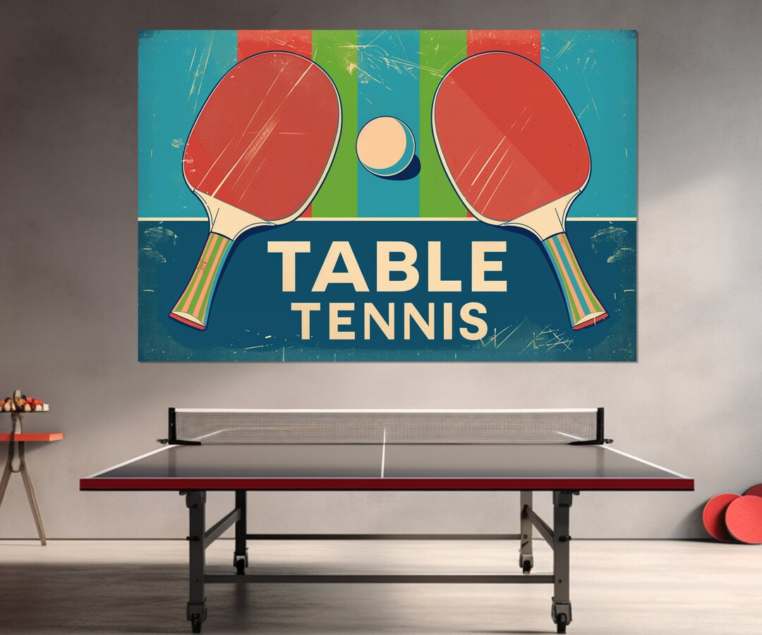 Vintage Table Tennis Painting Canvas Print, Table Tennis Wall Art ...