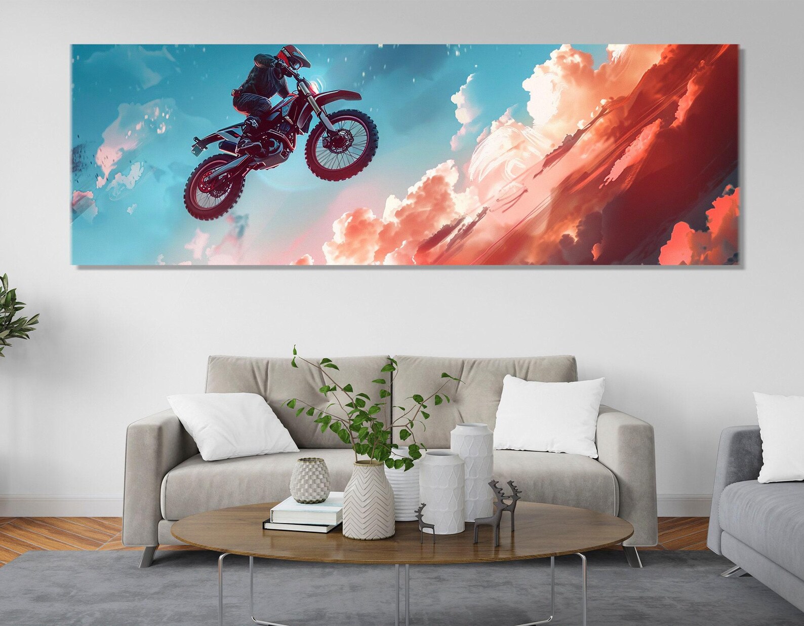 Large Motocross Jump Canvas Print, Motocross Wall Art, Abstract Dirt ...