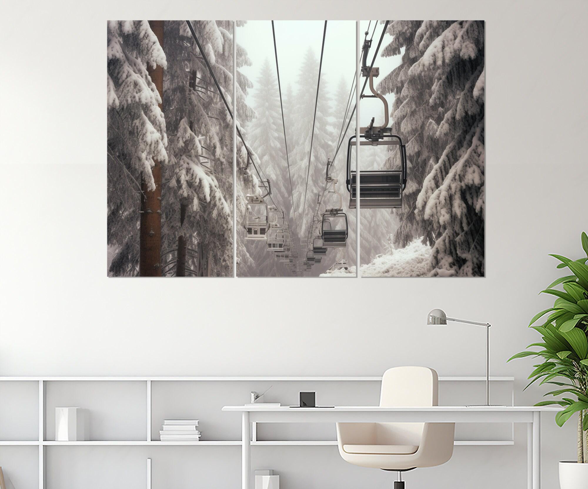 Large Ski Lift Canvas Print, Scenic Ski Lift Wall Art, Winter Cable Car ...