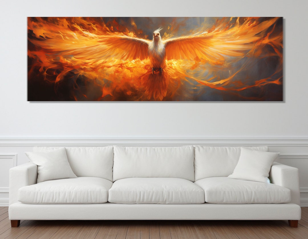 Large Bird of Fire Canvas Print, Panoramic Wall Art, Bird of Fire ...