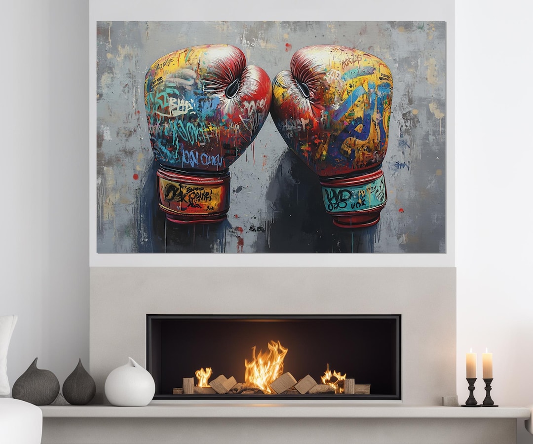 Boxing Wall Art, Abstract Boxing Gloves Painting Canvas Print, Boxing ...