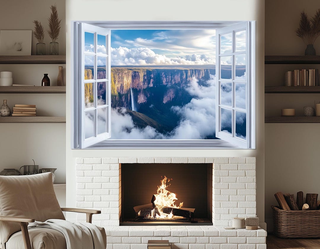 Open Window With Mount Roraima Landscape Canvas Print, Faux Window ...