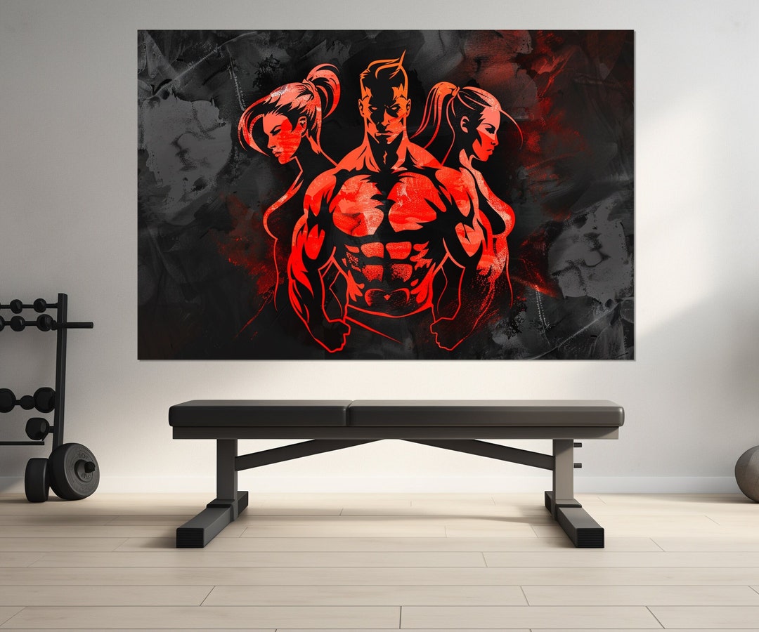 Fitness Wall Art, Modern Gym Wall Decor, Workout Canvas Print, Fitness ...