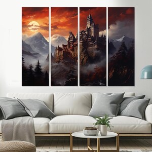 Abstract Dracula Castle in Romania Canvas Print, Bran Castle Painting ...
