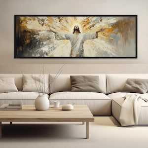 Large Jesus Christ Canvas Print, Abstract Religious Painting, Religious Bedroom Wall Decor ...
