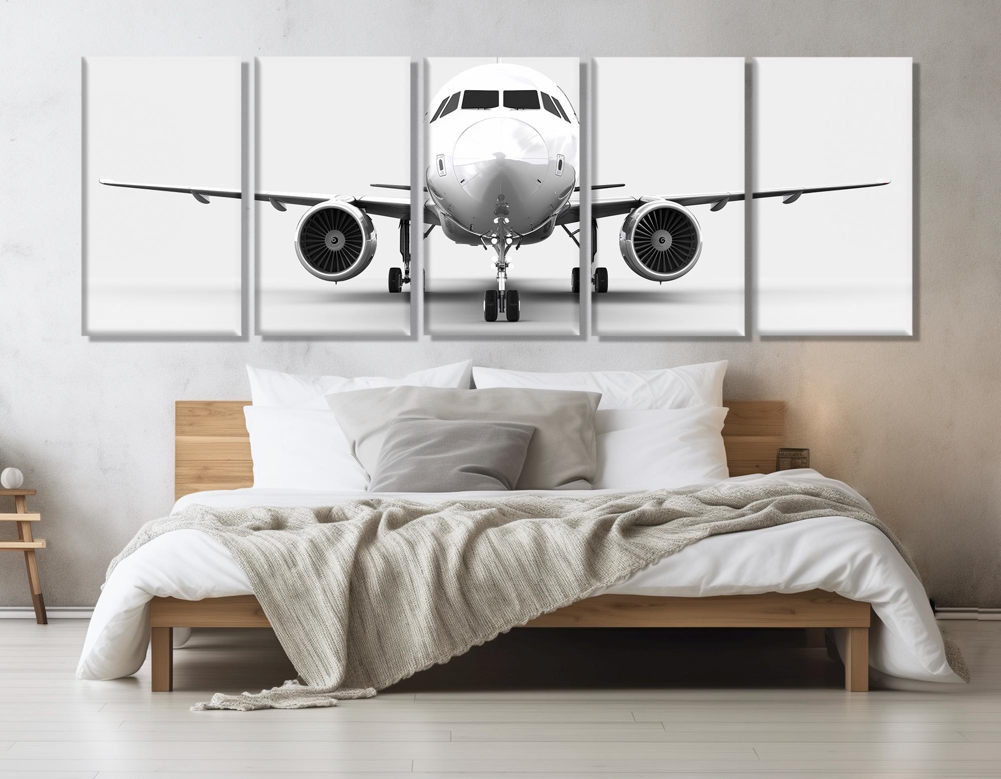 Minimalist Aircraft Canvas Print, Large Plane Panoramic Canvas ...