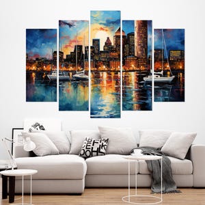 Abstract Boston Painting Canvas Print, Boston Wall Art, Boston Wall ...