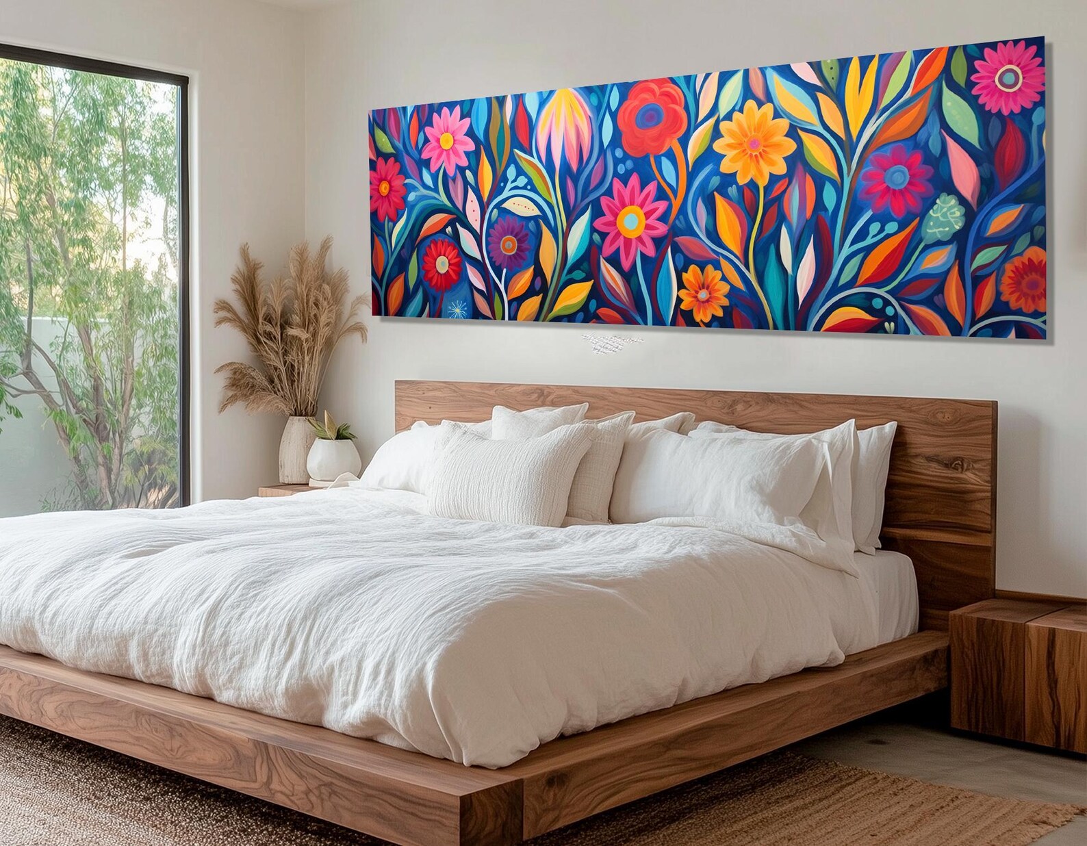 Colorful Botanical Canvas Print, Floral Wall Decor, Abstract Flowers ...