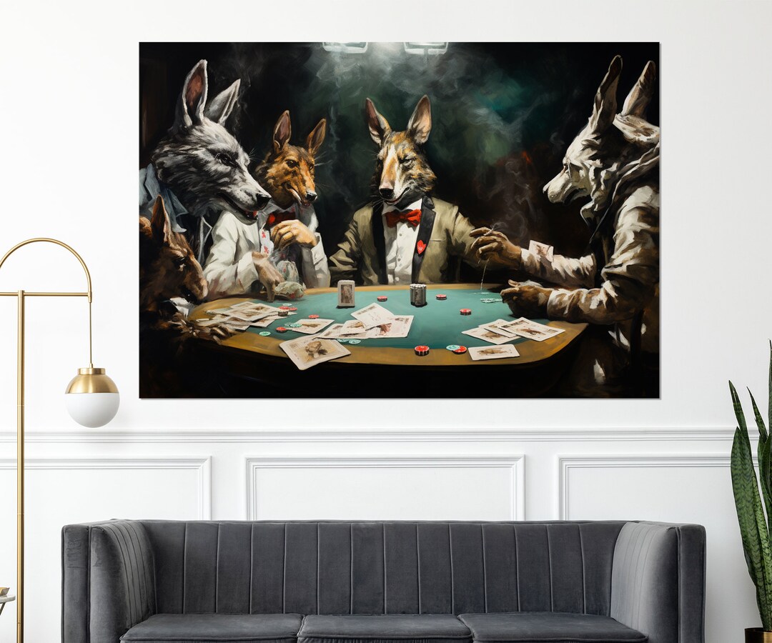 Wolves Playing Cards Canvas Print, Poker Wall Art, Poker Club Wall ...