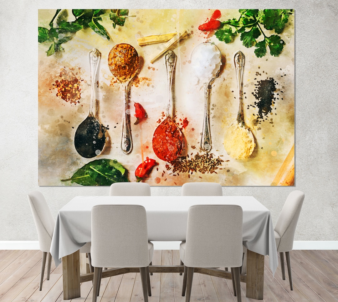 Spices Wall Art, Kitchen Canvas Print, Food Wall Art, Restaurant Decor ...