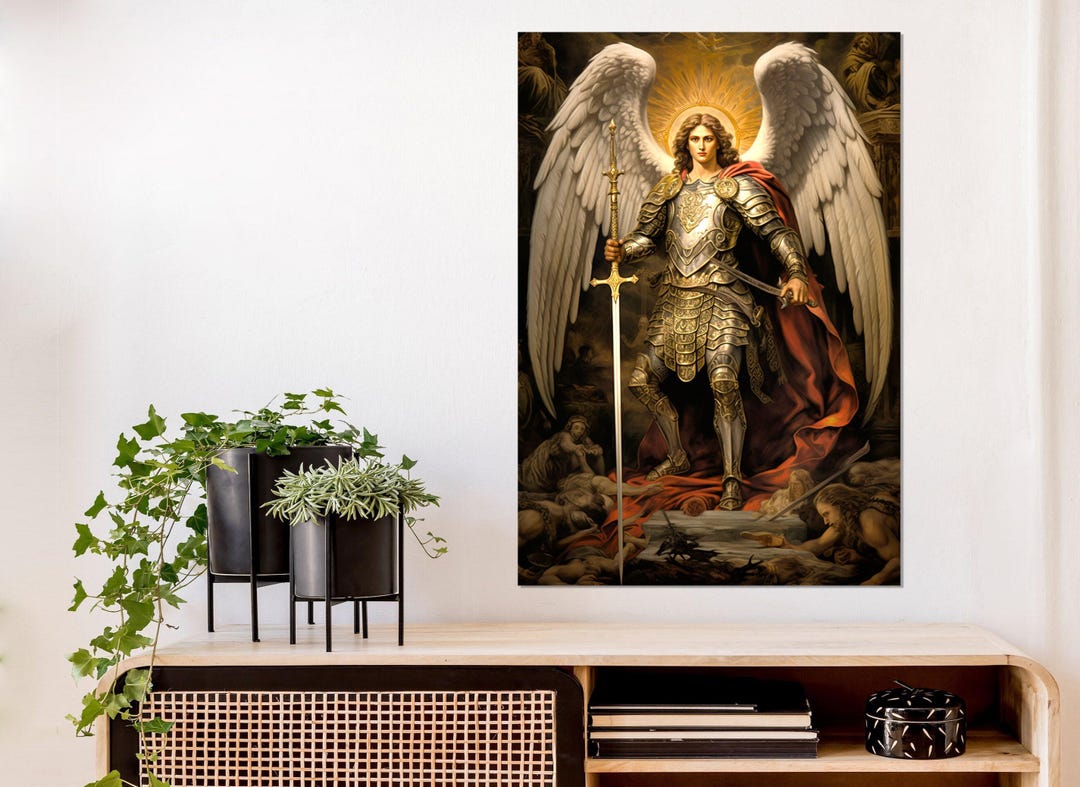 St. Michael the Archangel Painting Canvas Print, Roman Catholic Wall ...
