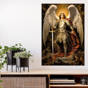 St. Michael the Archangel Painting Canvas Print, Roman Catholic Wall ...