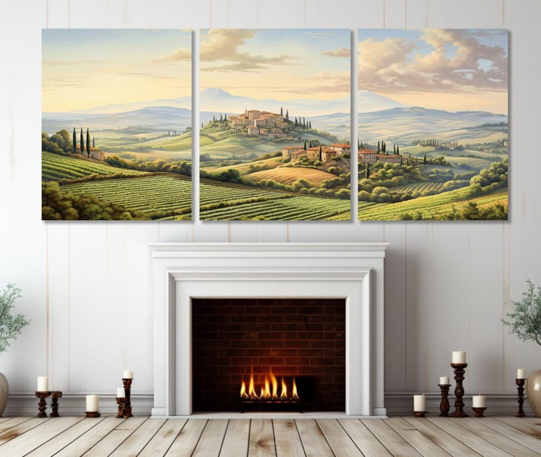 Large Tuscany Panorama Canvas Print, Italy Wall Art, Tuscany Painting ...