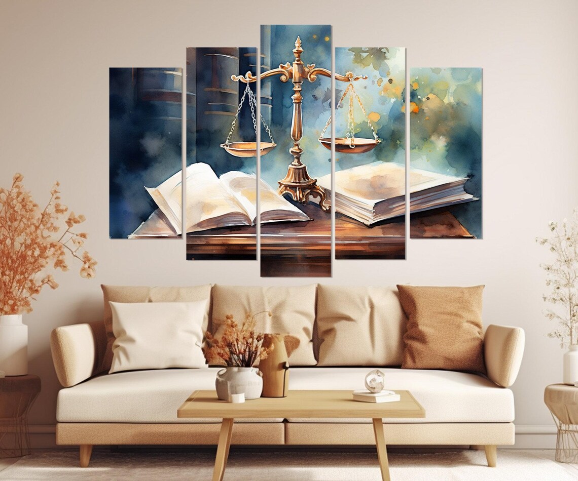 Justice Wall Art, Vintage Style Justice Oil Painting Canvas Print ...
