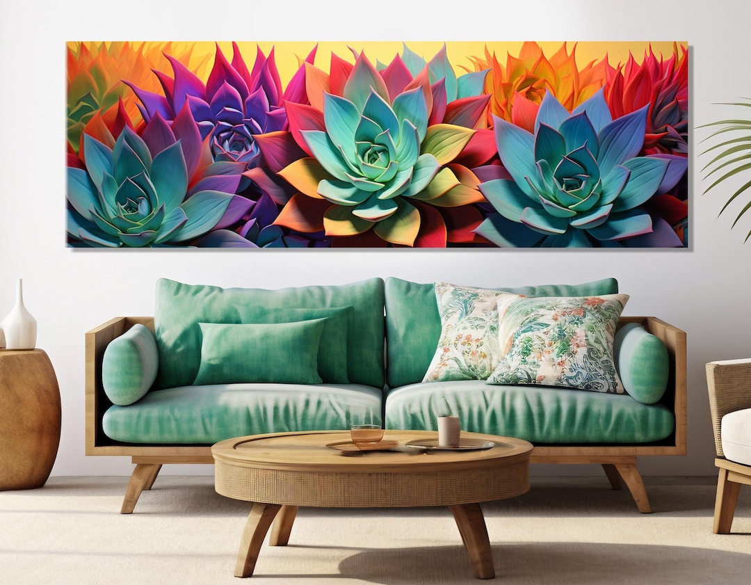 Colorful Agave Painting Canvas Print, Agave Wall Art, Cactus Canvas Art ...