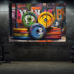 Gym Wall Decor, Workout Canvas Art, Fitness Industrial Style Painting ...