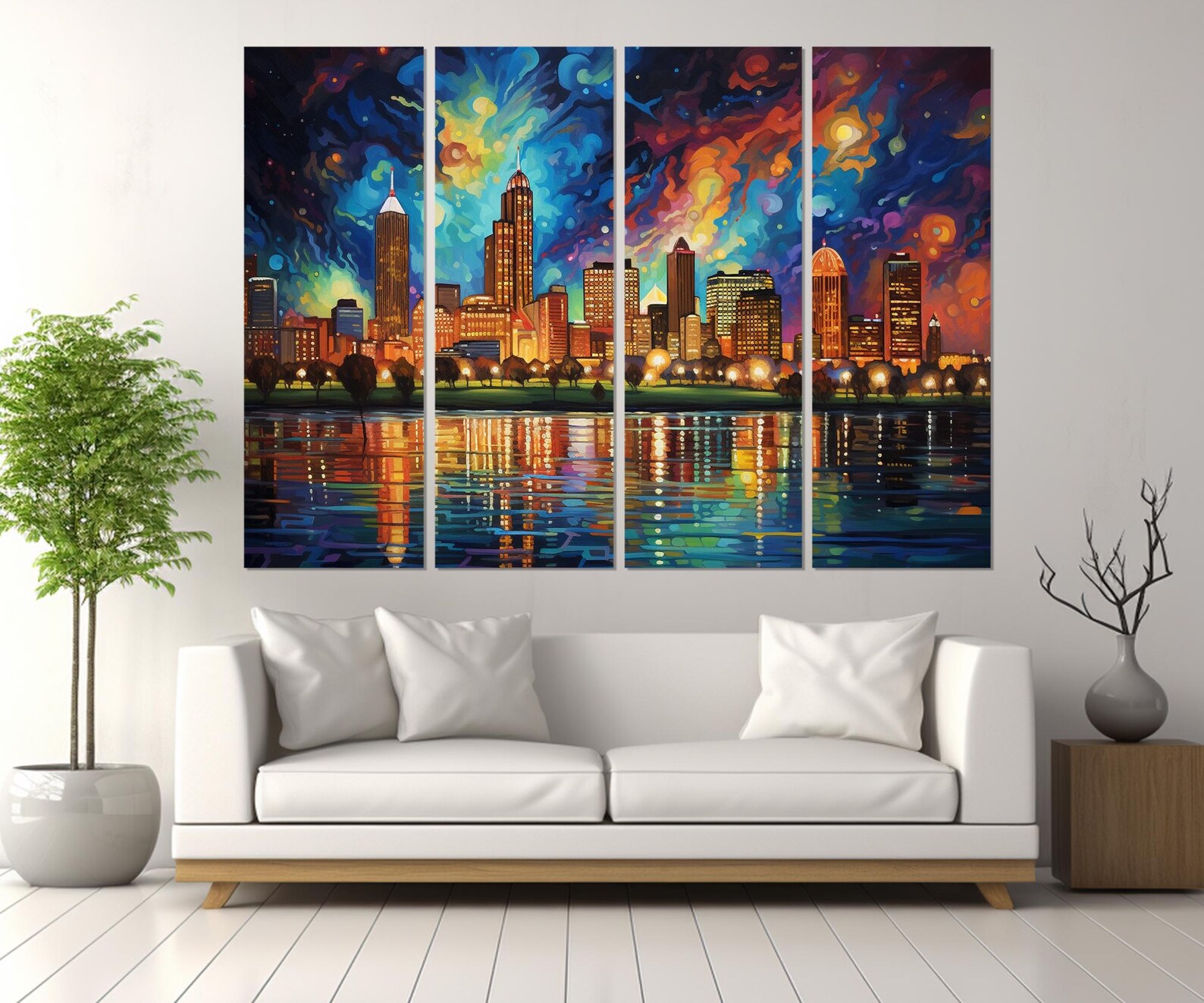 Abstract Detroit Skyline Painting, Detroit Canvas Print, Detroit Wall ...