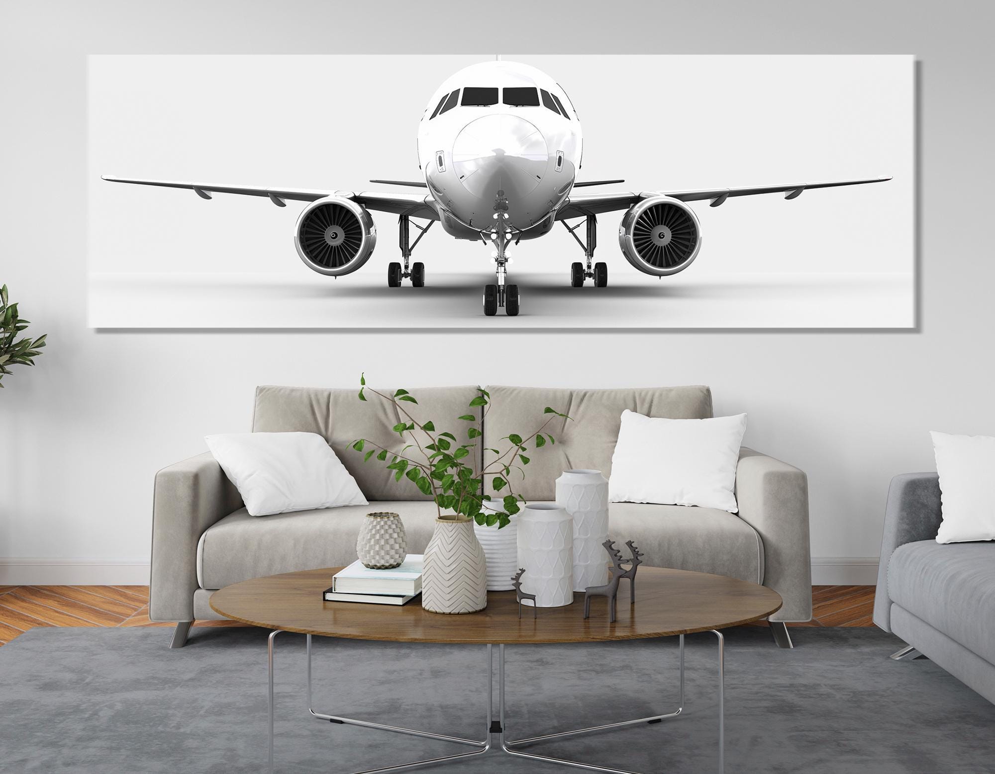Minimalist Aircraft Canvas Print, Large Plane Panoramic Canvas ...