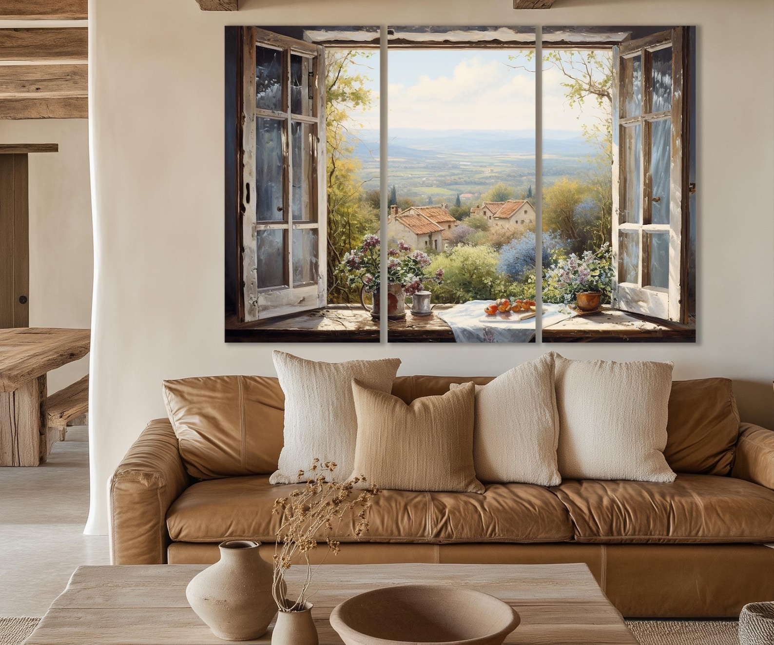 Open Window With Balkan Landscape Canvas Print, Balkan Window View ...