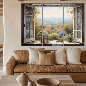 Open Window With Balkan Landscape Canvas Print, Balkan Window View ...