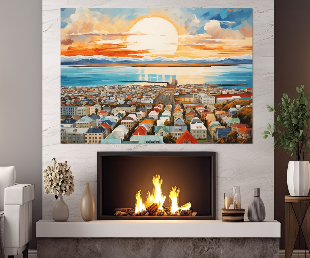 Abstract Reykjavik Painting Canvas Print, Reykjavik Wall Art, Reykjavik ...