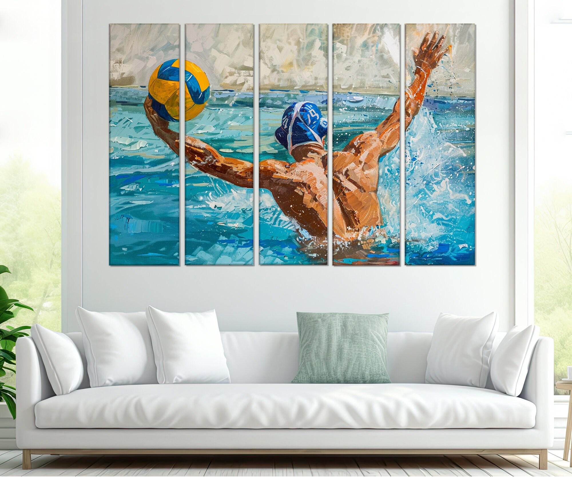 Water Polo Wall Art, Water Polo Watercolor Canvas Print, Water Polo Fan ...