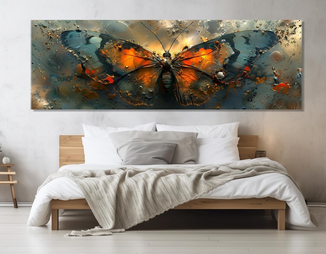 Large Abstract Butterfly Painting, Colorful Butterfly Canvas Print ...