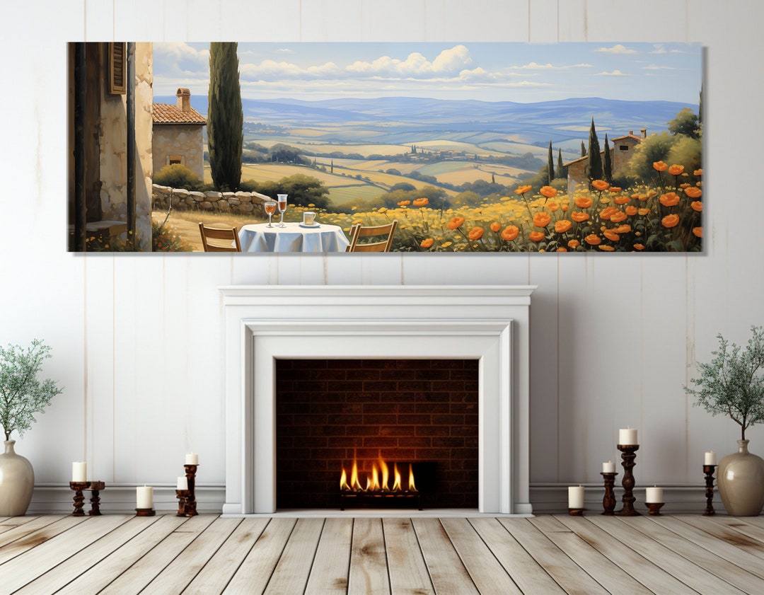 Tuscany Panorama Painting Canvas Print, Scenic Tuscany Wall Art ...