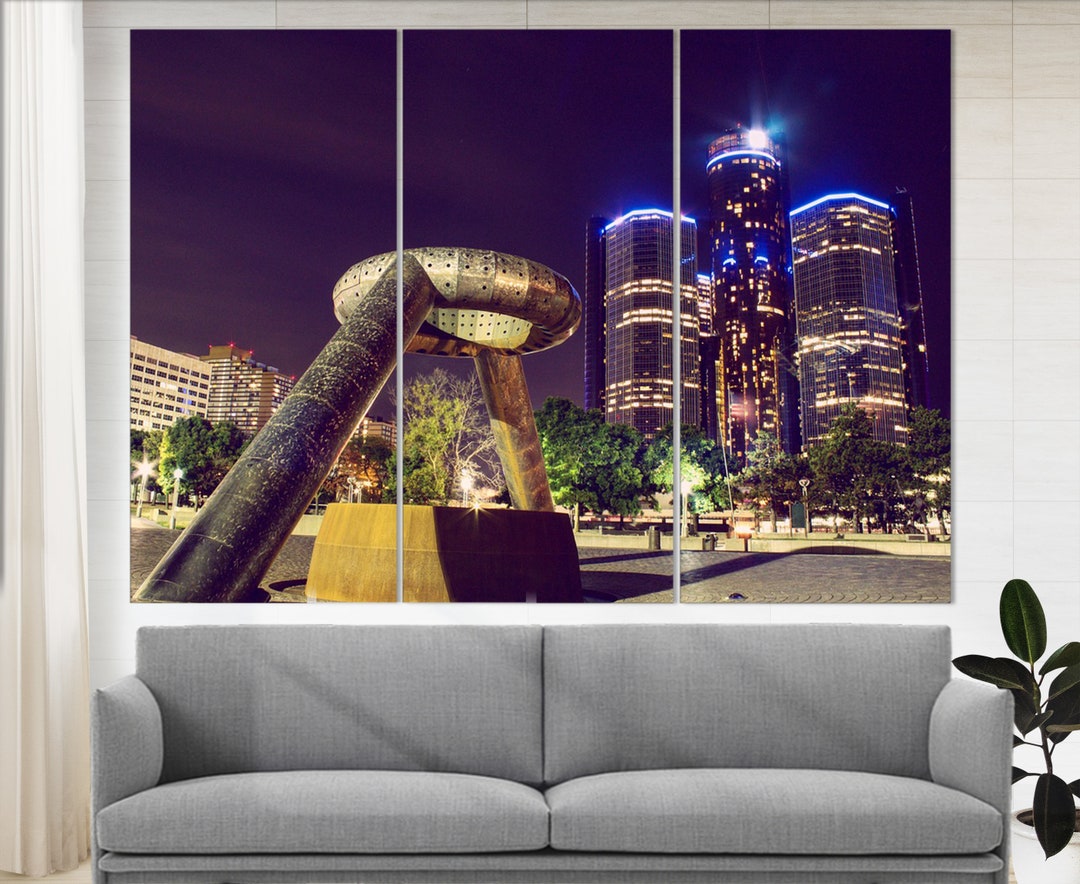 Detroit Skyline, Detroit Canvas Print, Detroit Photo Detroit Wall Art ...