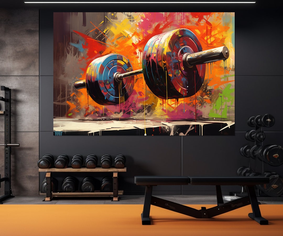 Abstract Weightlifting Painting Canvas Print, Gym Wall Decor, Workout ...