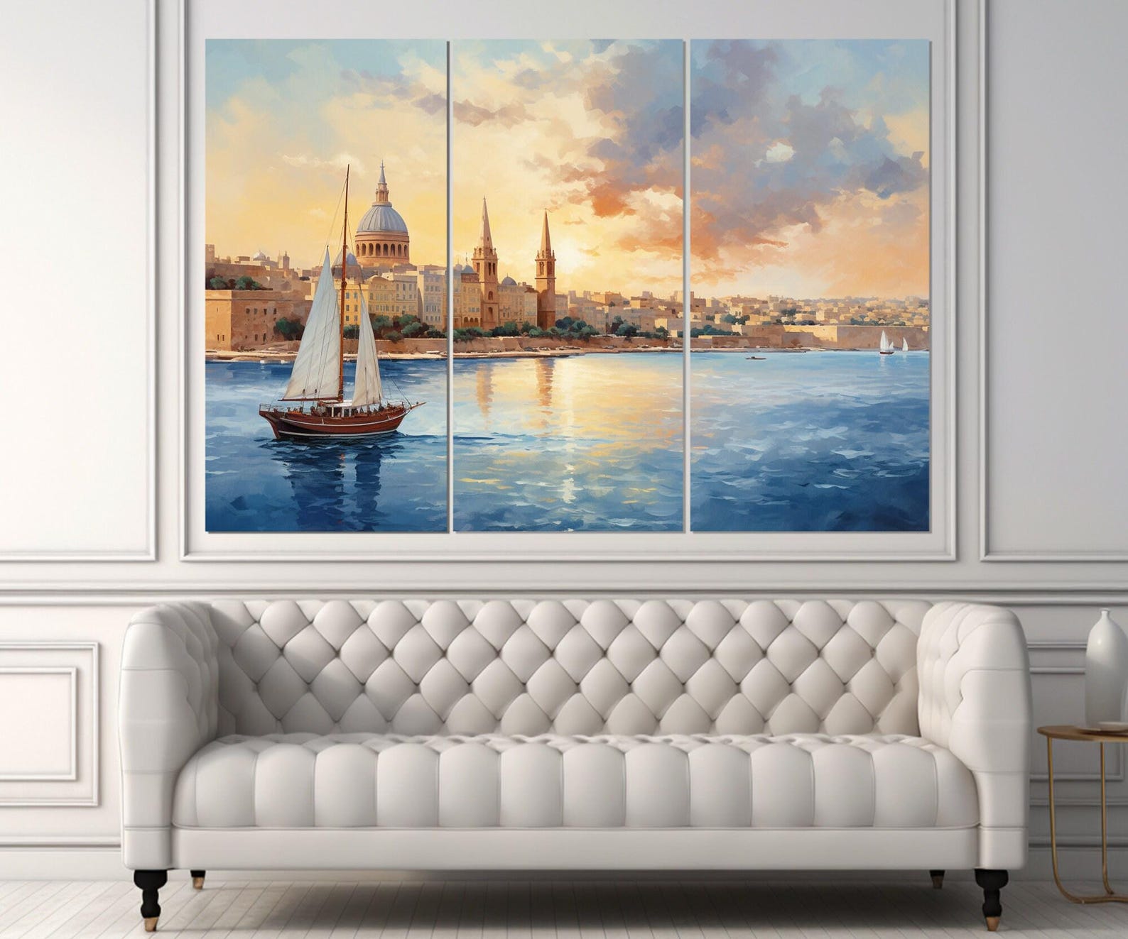 Abstract Malta Painting Canvas Print, Malta Wall Art, Valletta Skyline ...