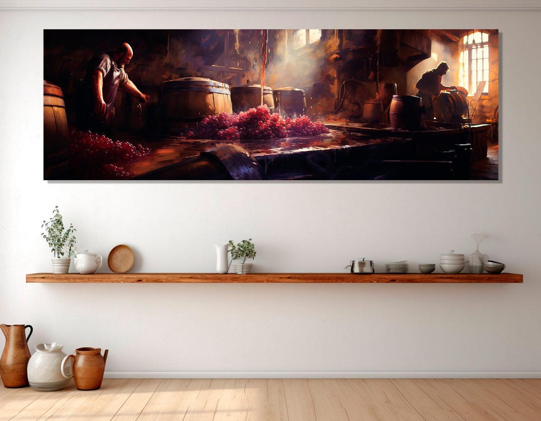 Vintage Wine Wall Art, Winery Canvas Print, Winemaking Painting ...